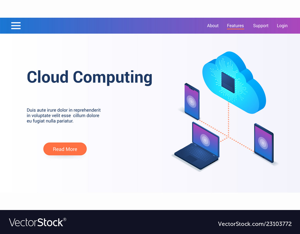 Cloud computing 3d lp template2 Royalty Free Vector Image