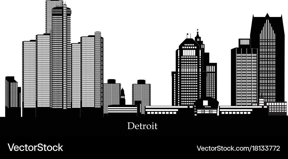 Detroit city skyline Royalty Free Vector Image