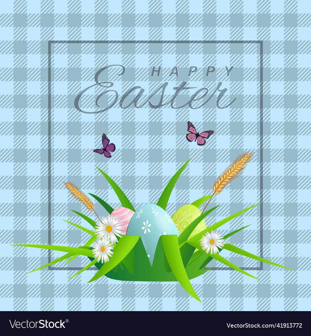 Happy easter text on cellular background Vector Image