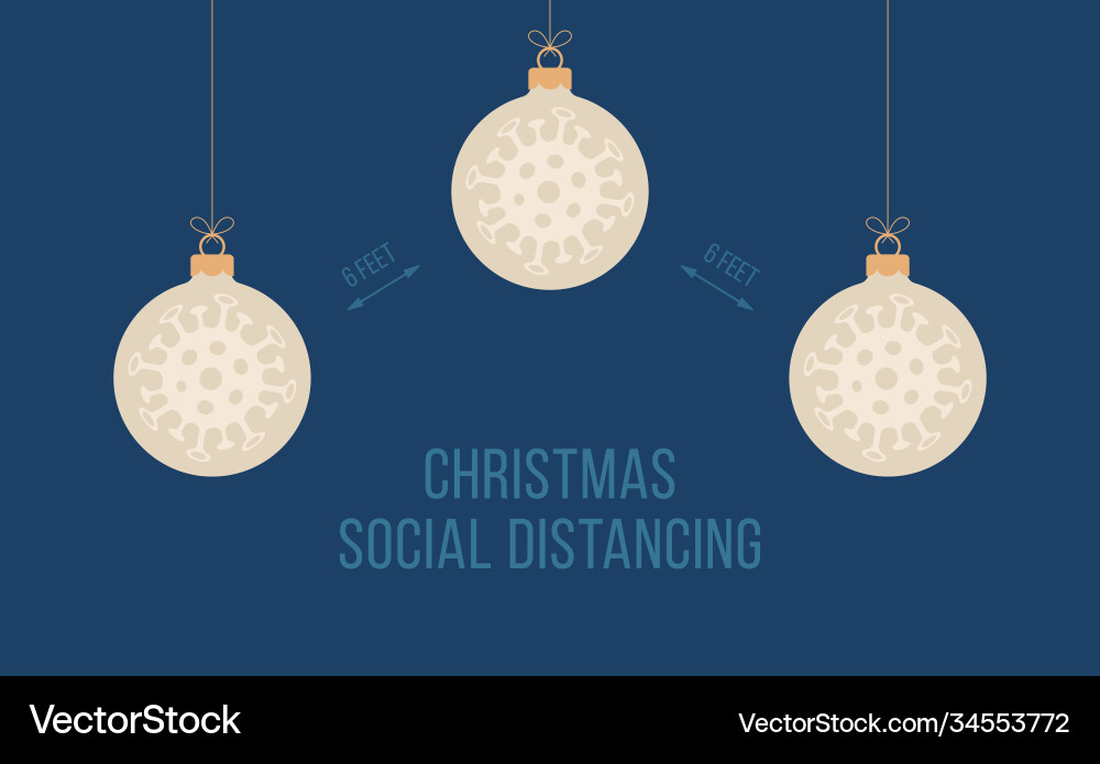 Keep social distance merry christmas banner Vector Image
