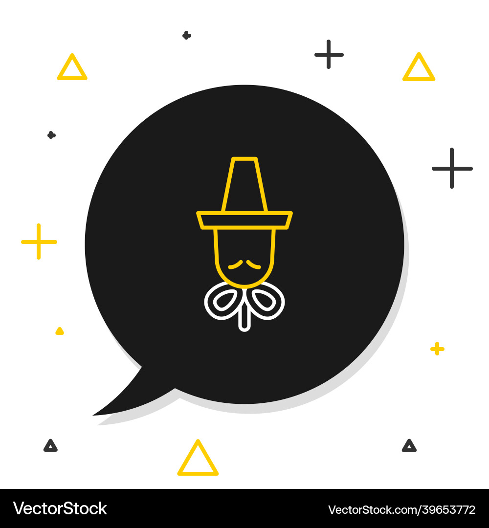 Line traditional korean hat icon isolated on white