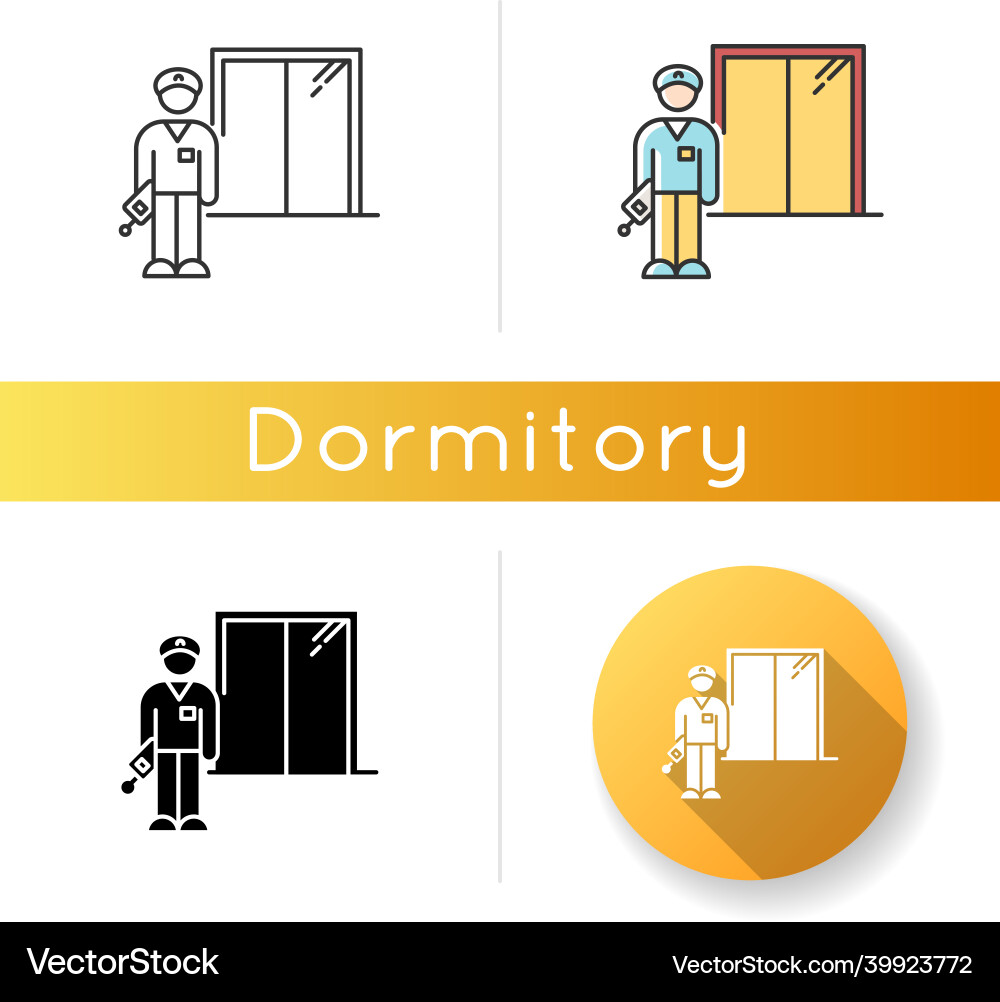 Night dorm watchman icon college dormitory Vector Image