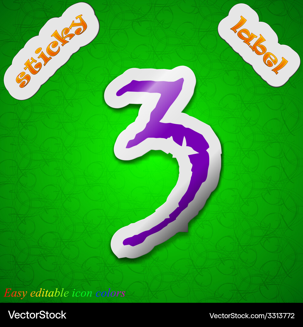 Number three icon sign symbol chic colored sticky Vector Image