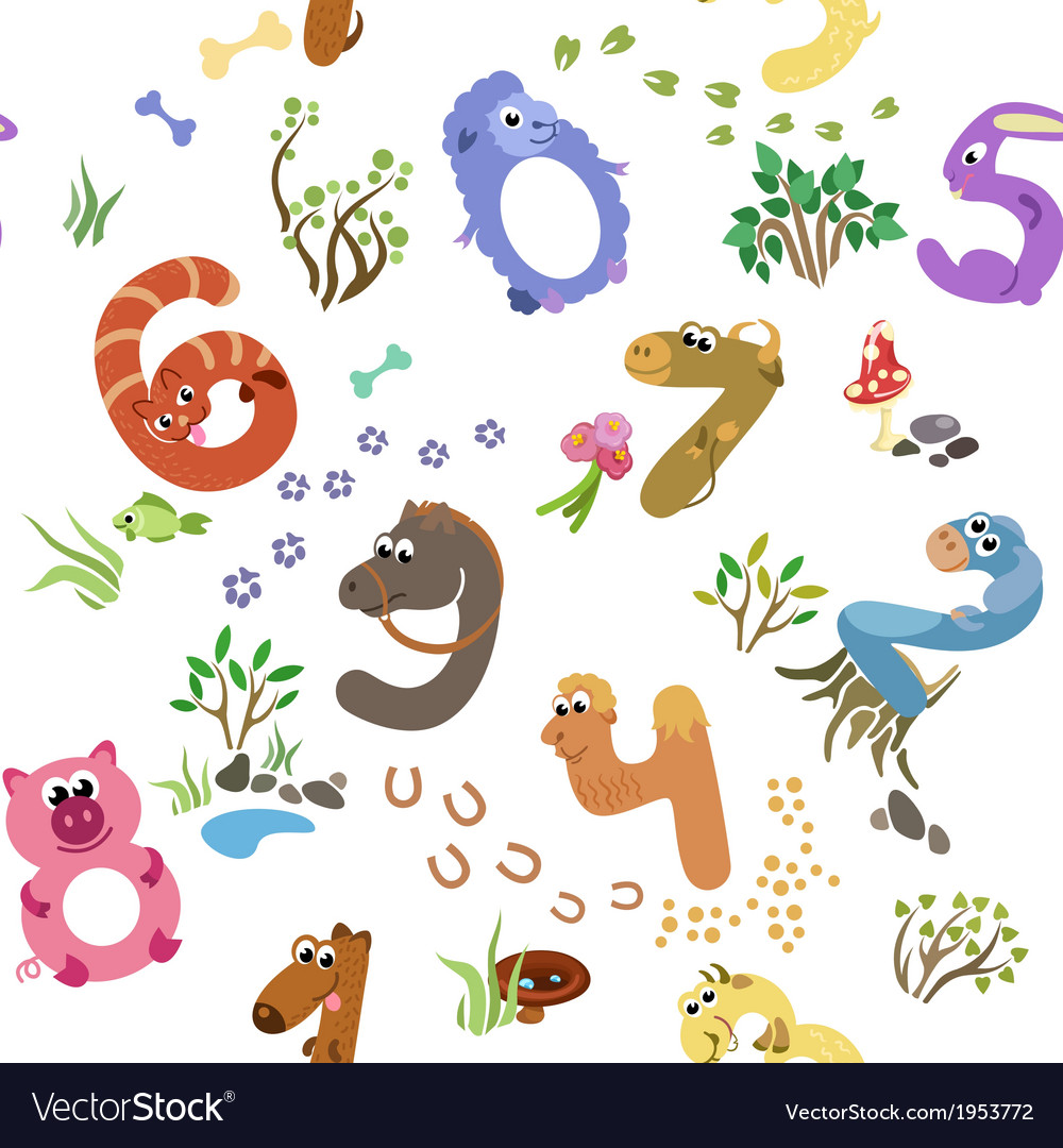 Numbers like farm animals seamless pattern Vector Image