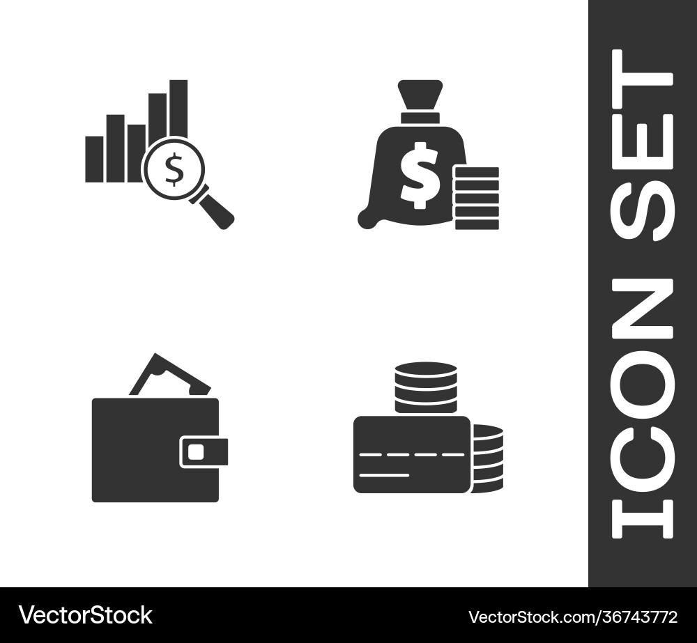 Set credit card pie chart and dollar wallet Vector Image