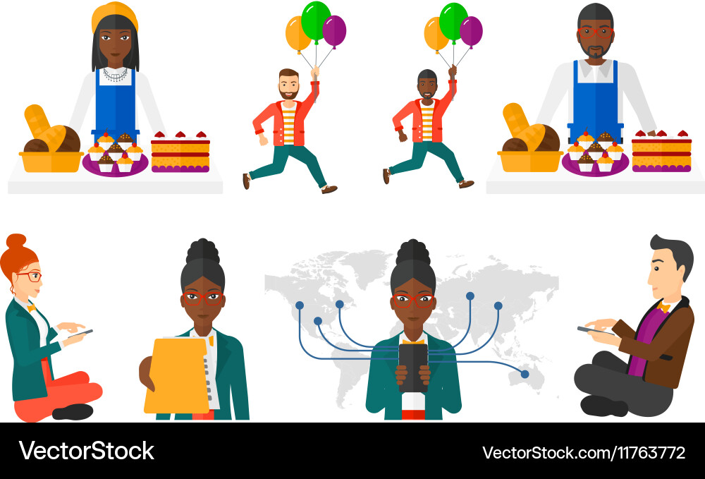 Set of business characters Royalty Free Vector Image