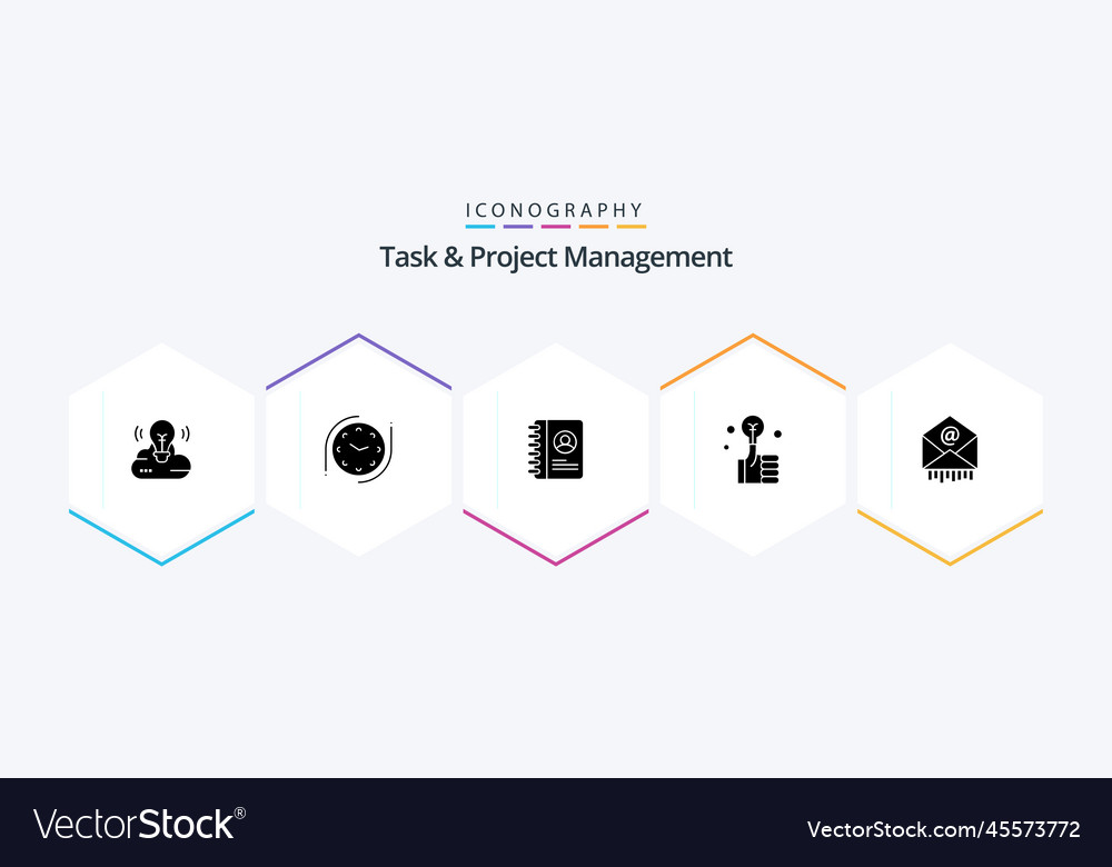 Task and project management 25 glyph icon pack Vector Image