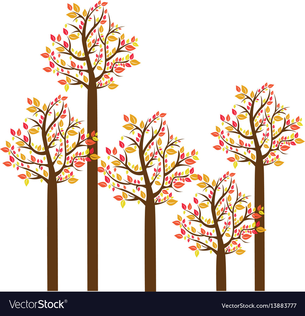 Colorful autumn tree set collection Royalty Free Vector