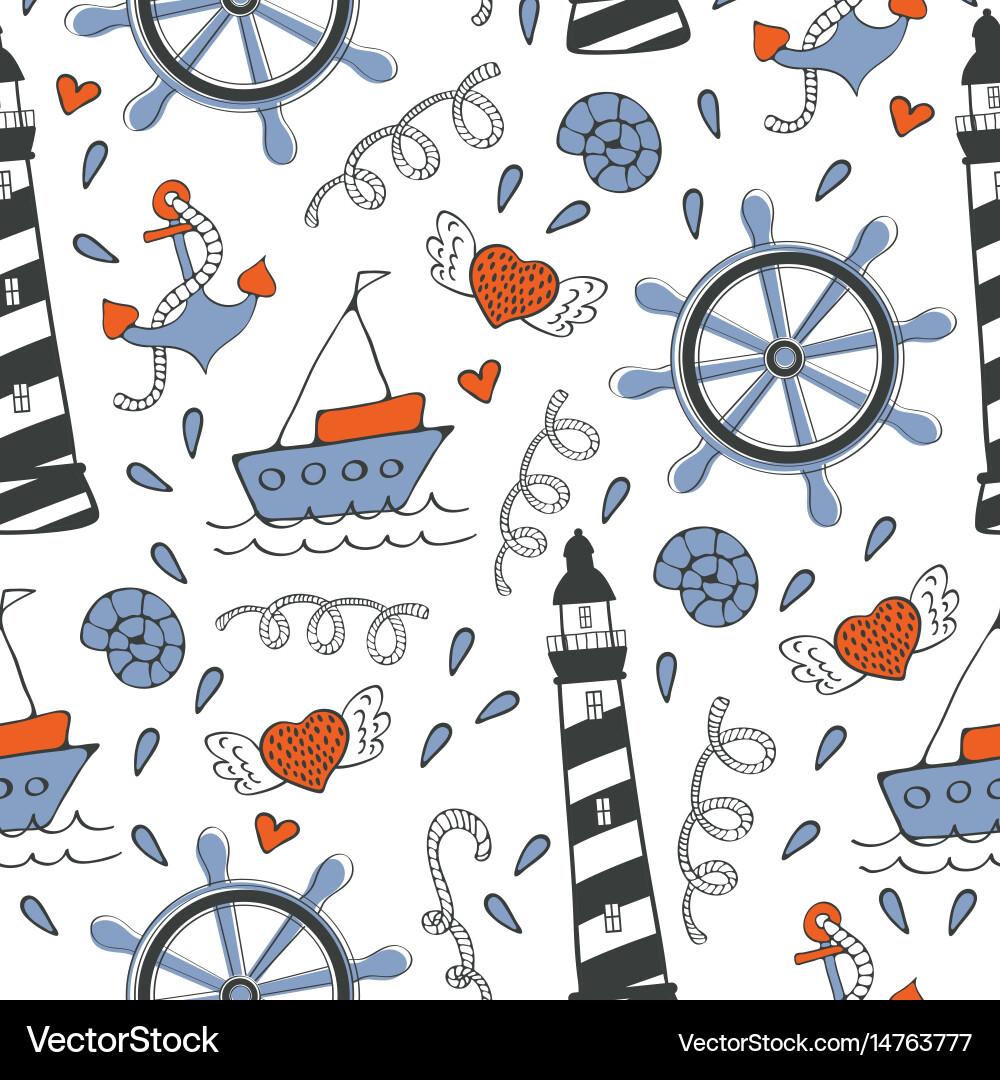 Colorful seamless sea pattern with boats Vector Image