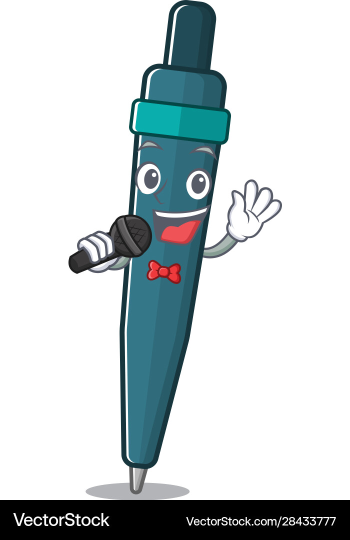 Cute cartoon singing fountain pen scroll Vector Image