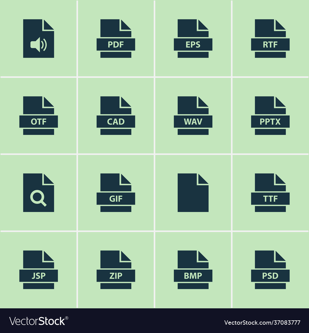 Document icons set with search rtf software Vector Image