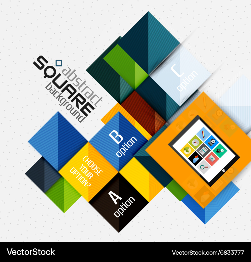Geometric square shapes and infographic option Vector Image