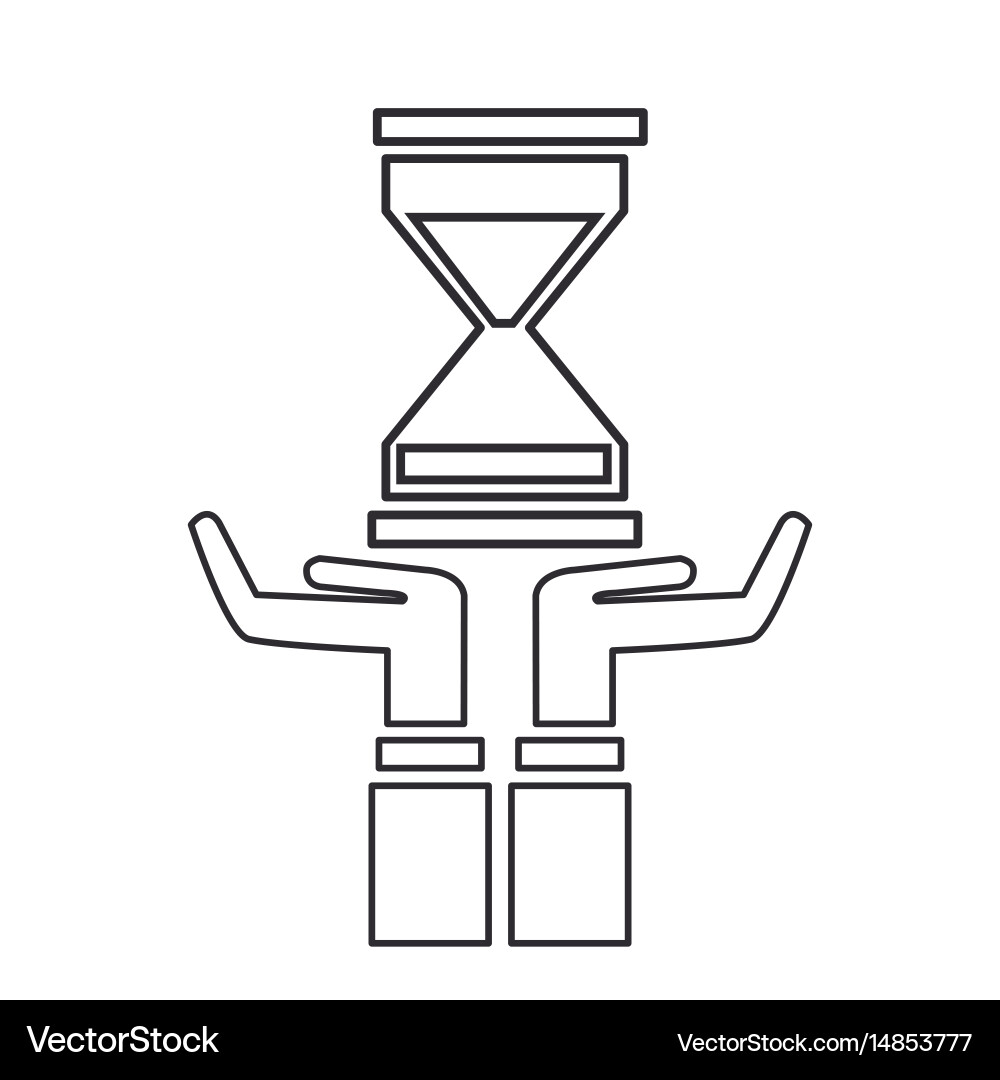 Hand with sand clock time business outline Vector Image