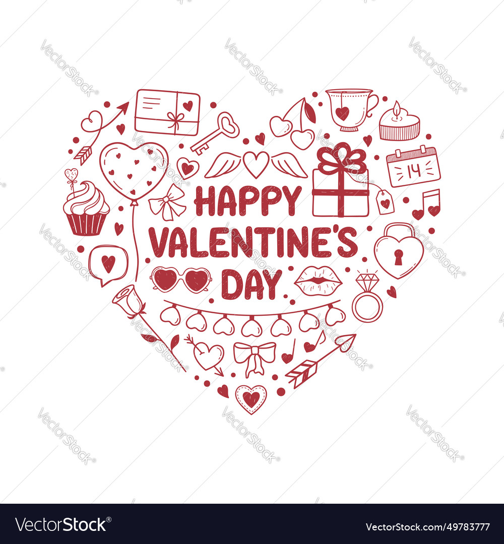 Happy valentines day heart shaped design Vector Image