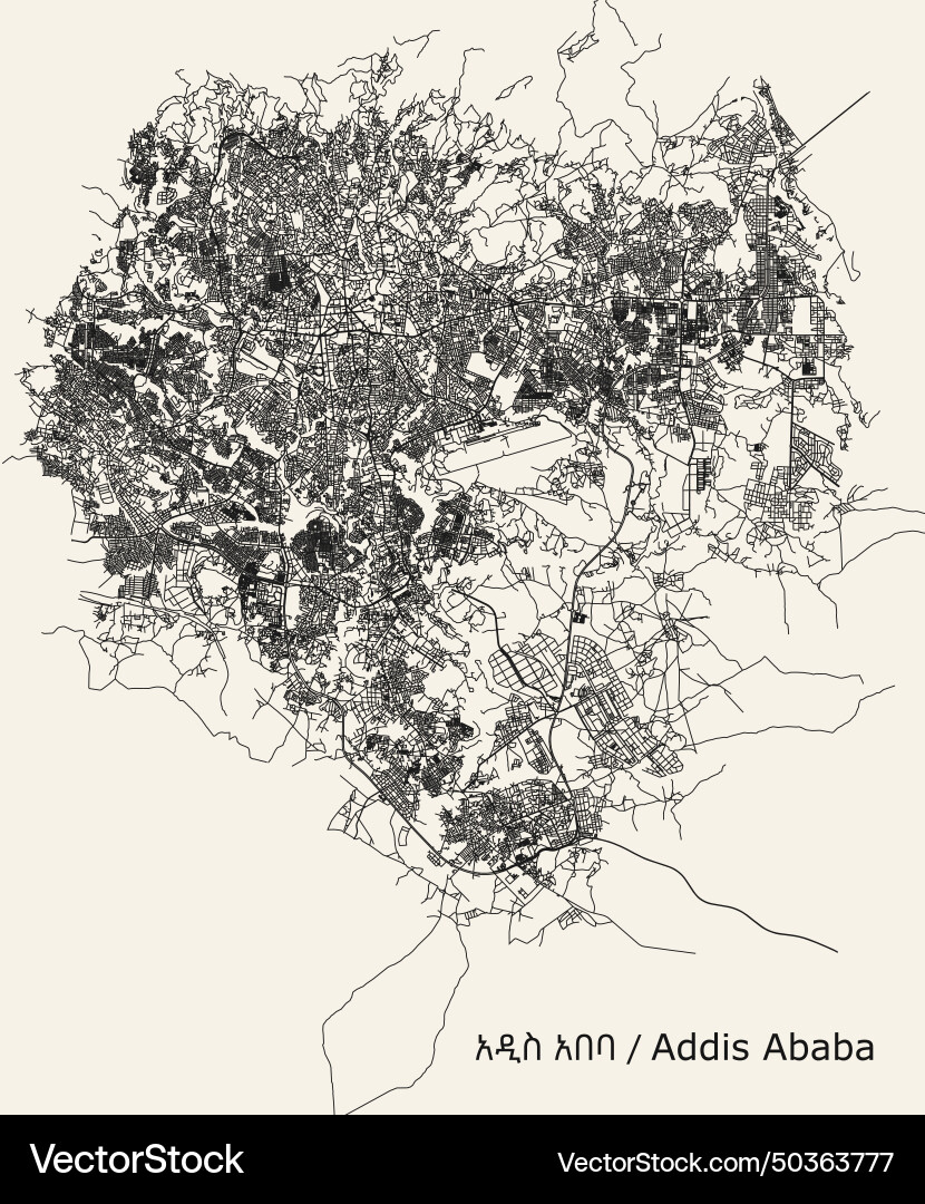 Map of addis ababa ethiopia Royalty Free Vector Image