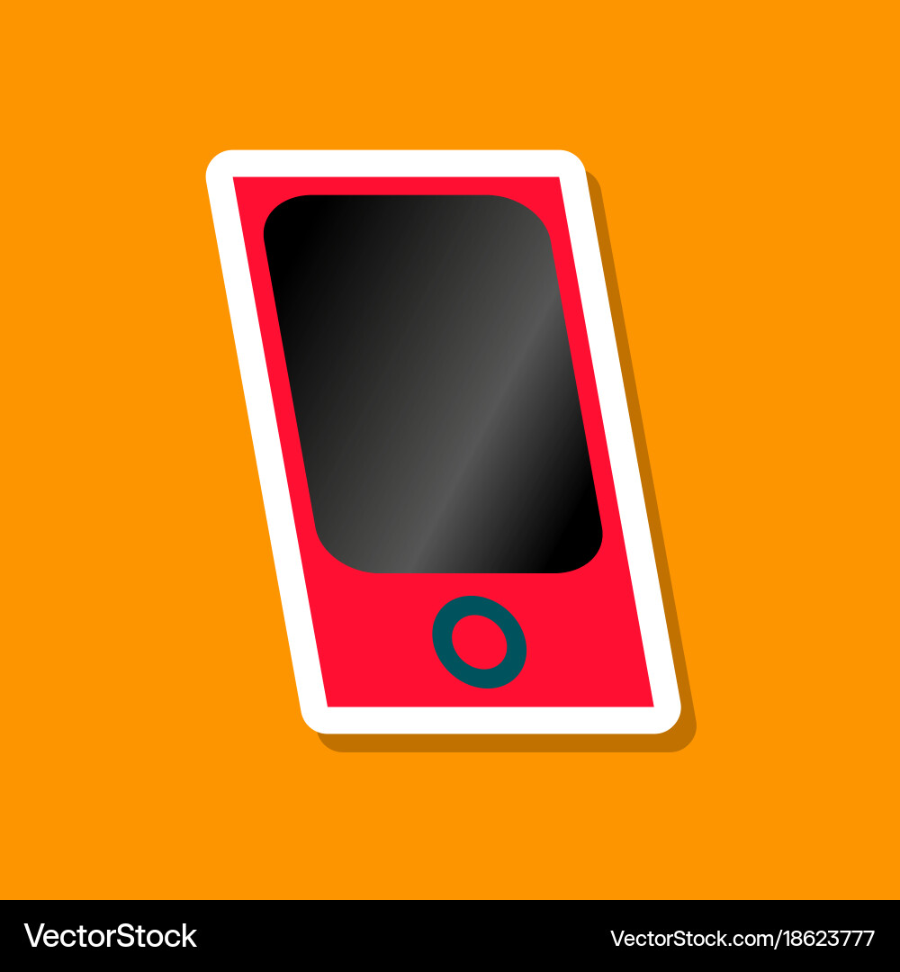 Paper sticker on stylish background mp3 player Vector Image