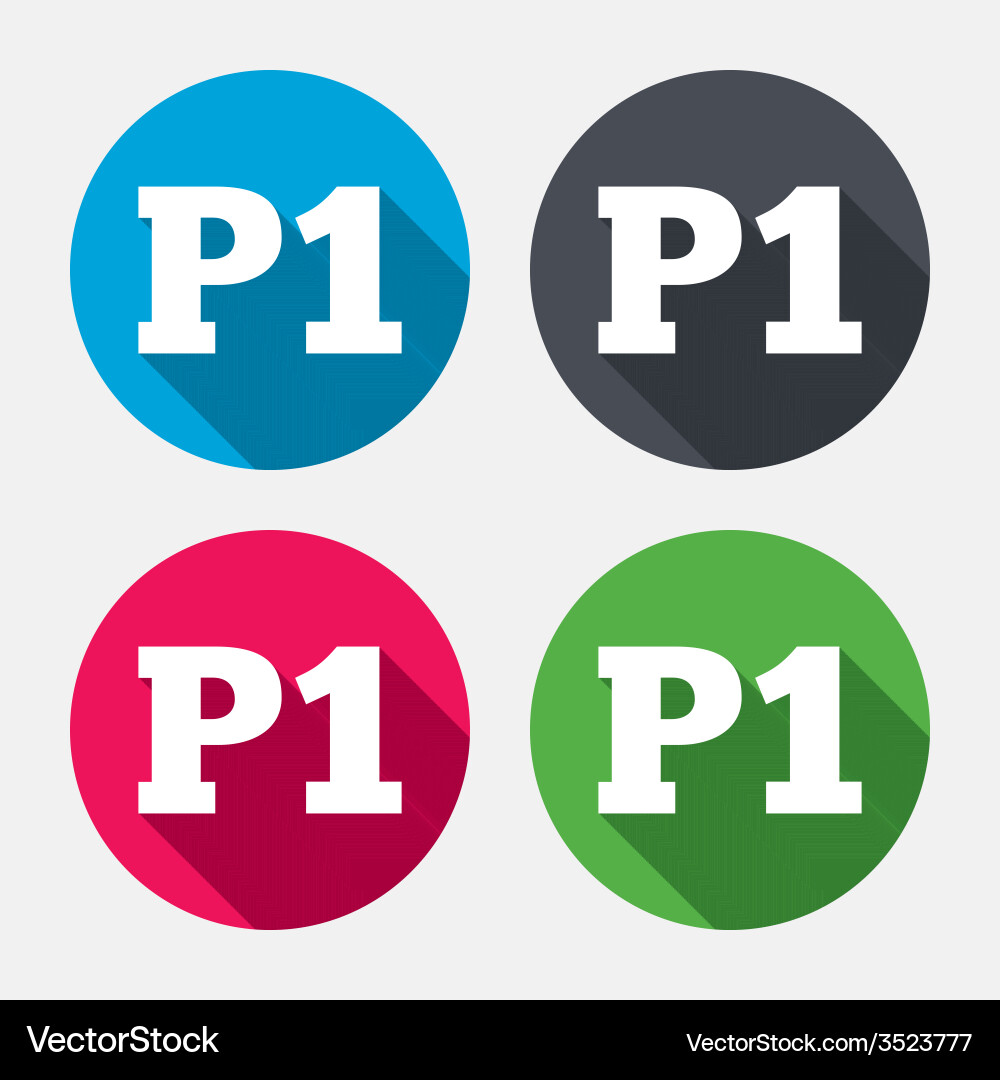 Parking first floor icon car p1 symbol Royalty Free Vector