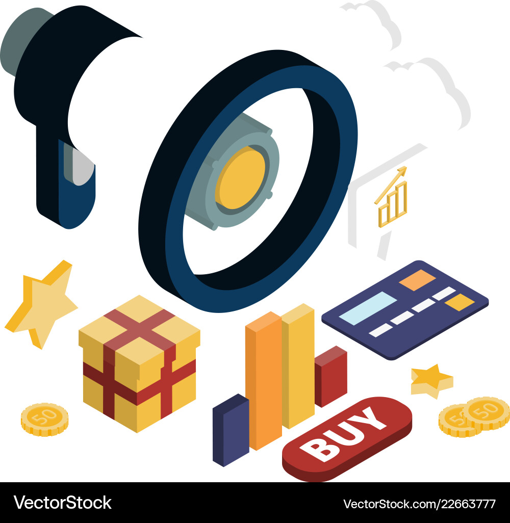 Promotion online marketing flat 3d web isometric Vector Image