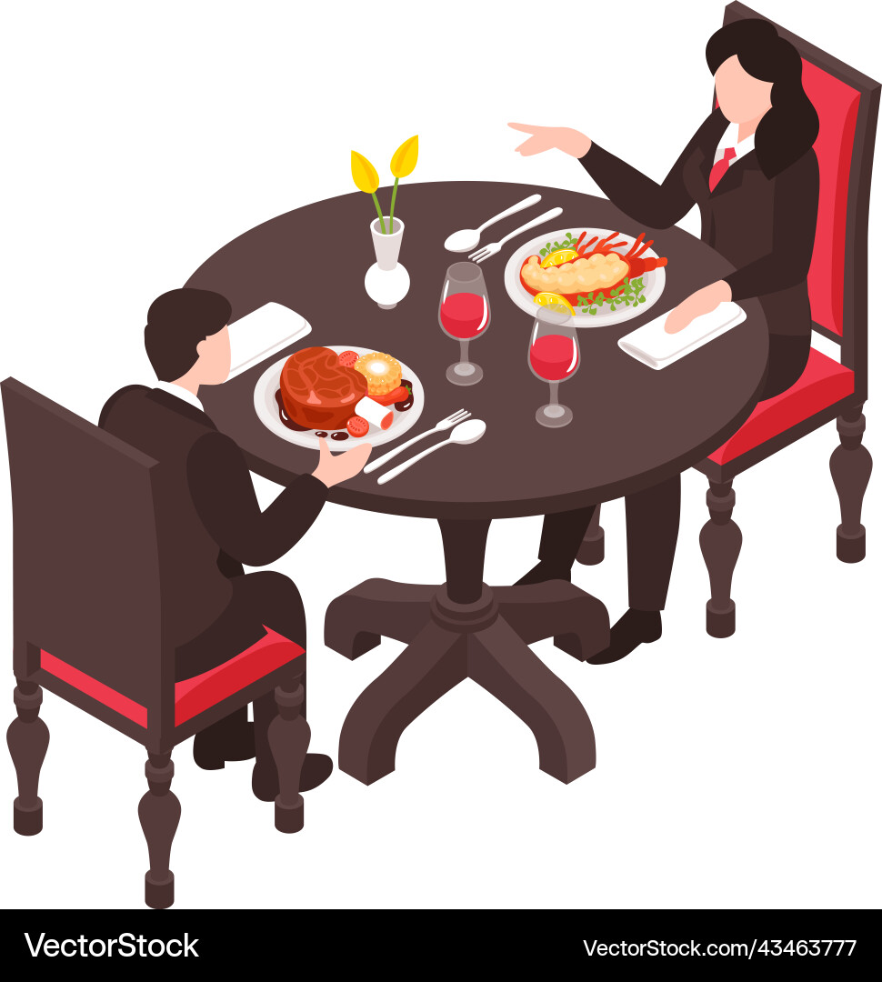 Restaurant dinner couple composition Royalty Free Vector