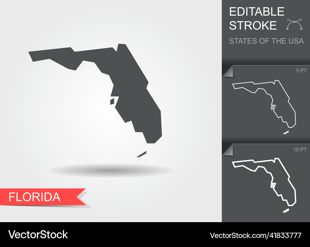 Stylized map of the us state florida Royalty Free Vector