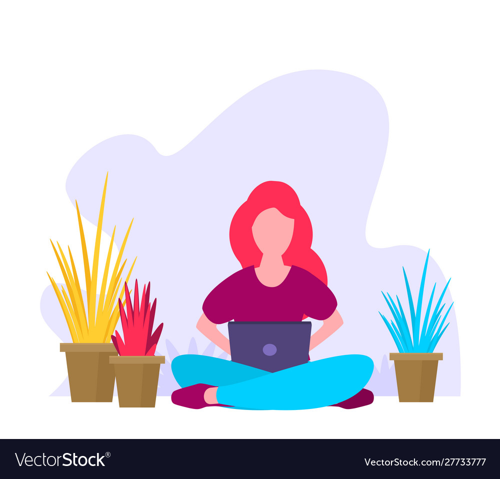 Woman is working on development flat Royalty Free Vector