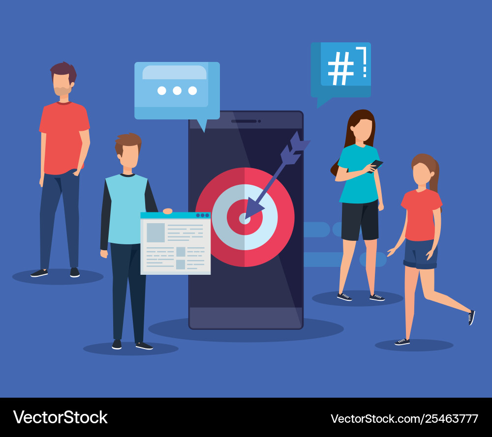 Women and men with smartphone technology chat Vector Image