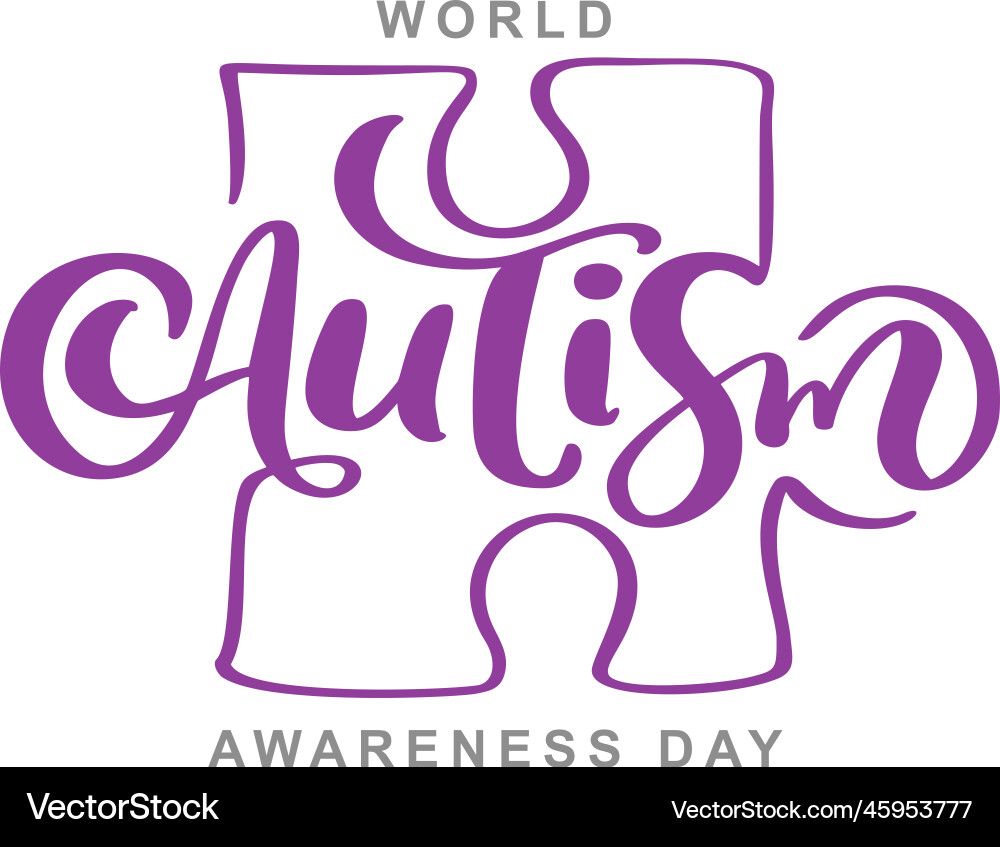 World autism awareness day calligraphic Royalty Free Vector