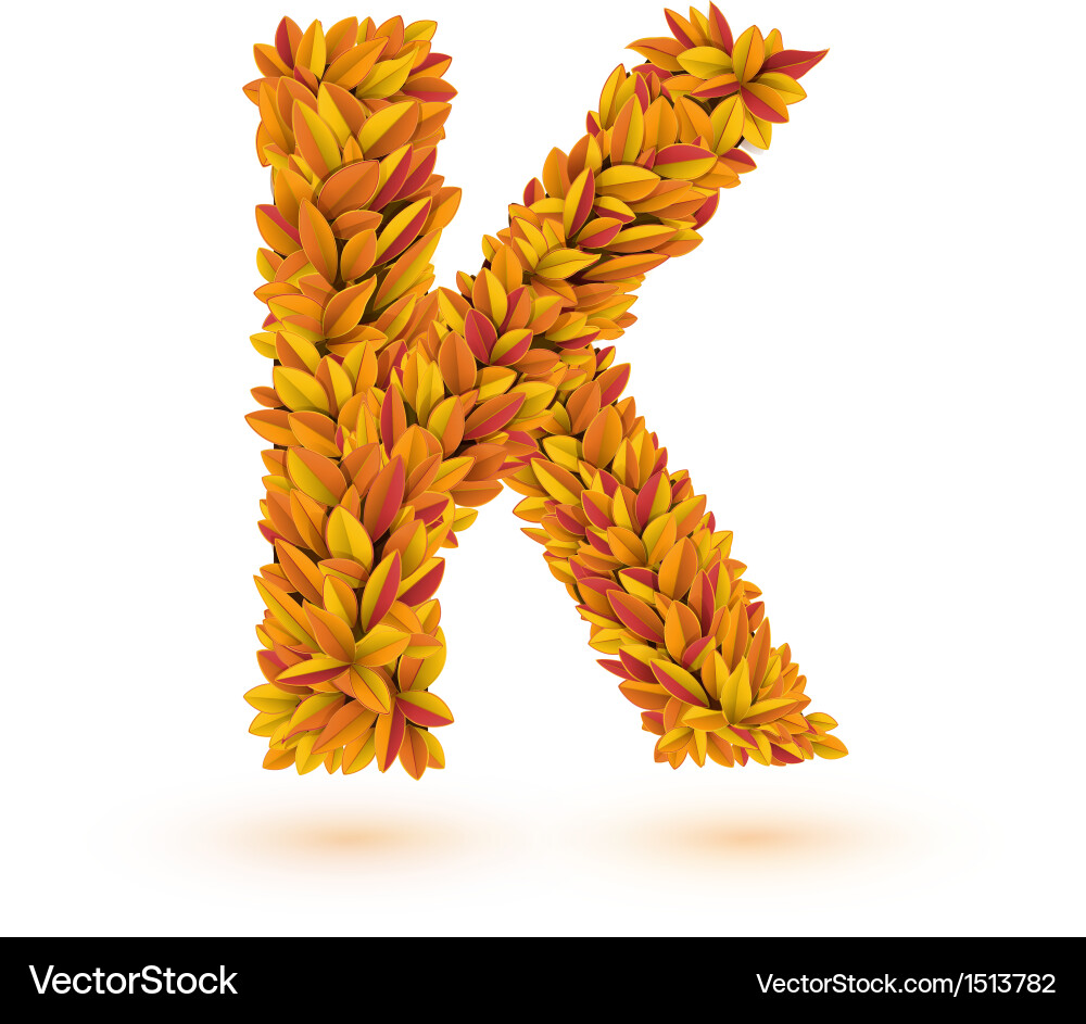 Autumn fall bright orange leaves letter Royalty Free Vector