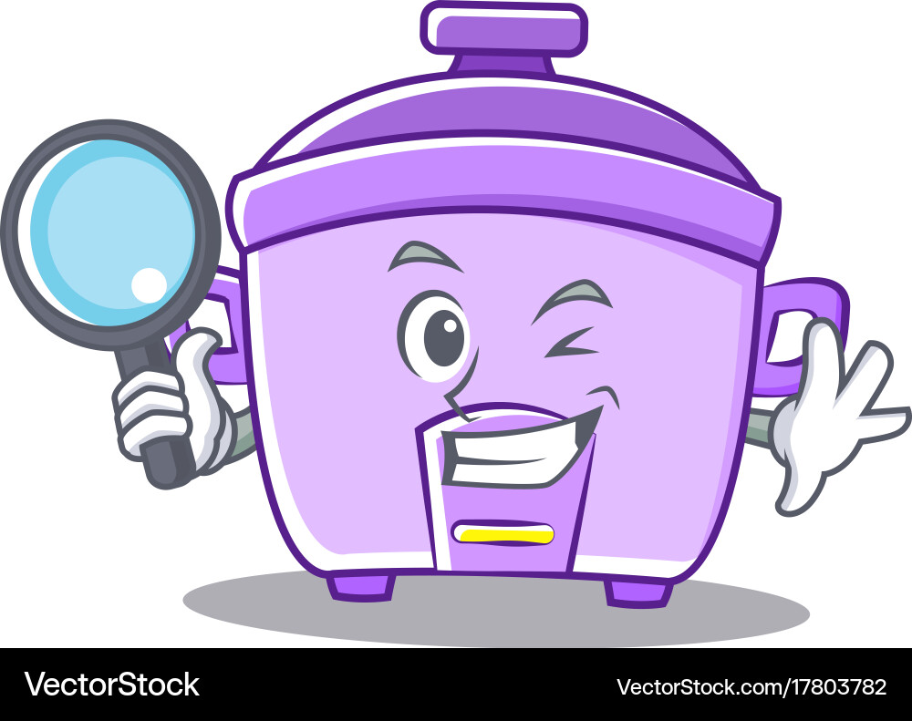 Detective rice cooker character cartoon Royalty Free Vector