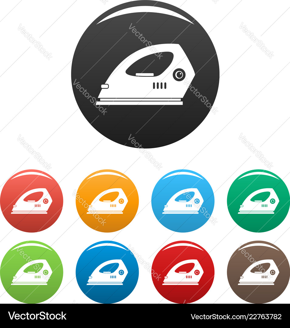 Electric iron icons set color Royalty Free Vector Image