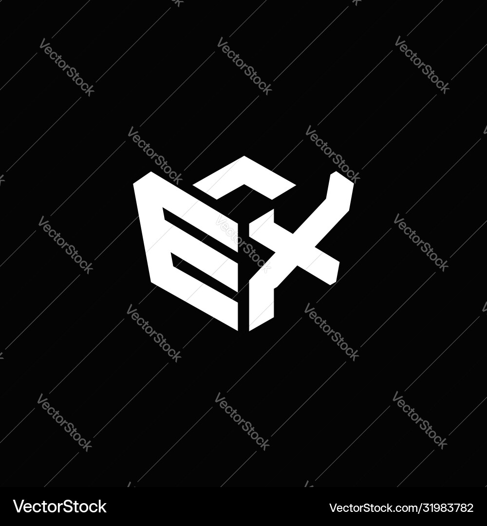 Ex logo monogram with emblem style ribbon design Vector Image