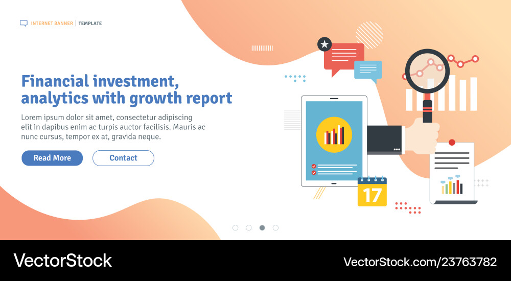 Financial investment analytics with growth report Vector Image