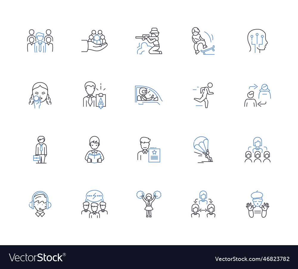 Fresh cohort line icons collection sprightly Vector Image Fresh cohort line icons collection sprightly Vector Image