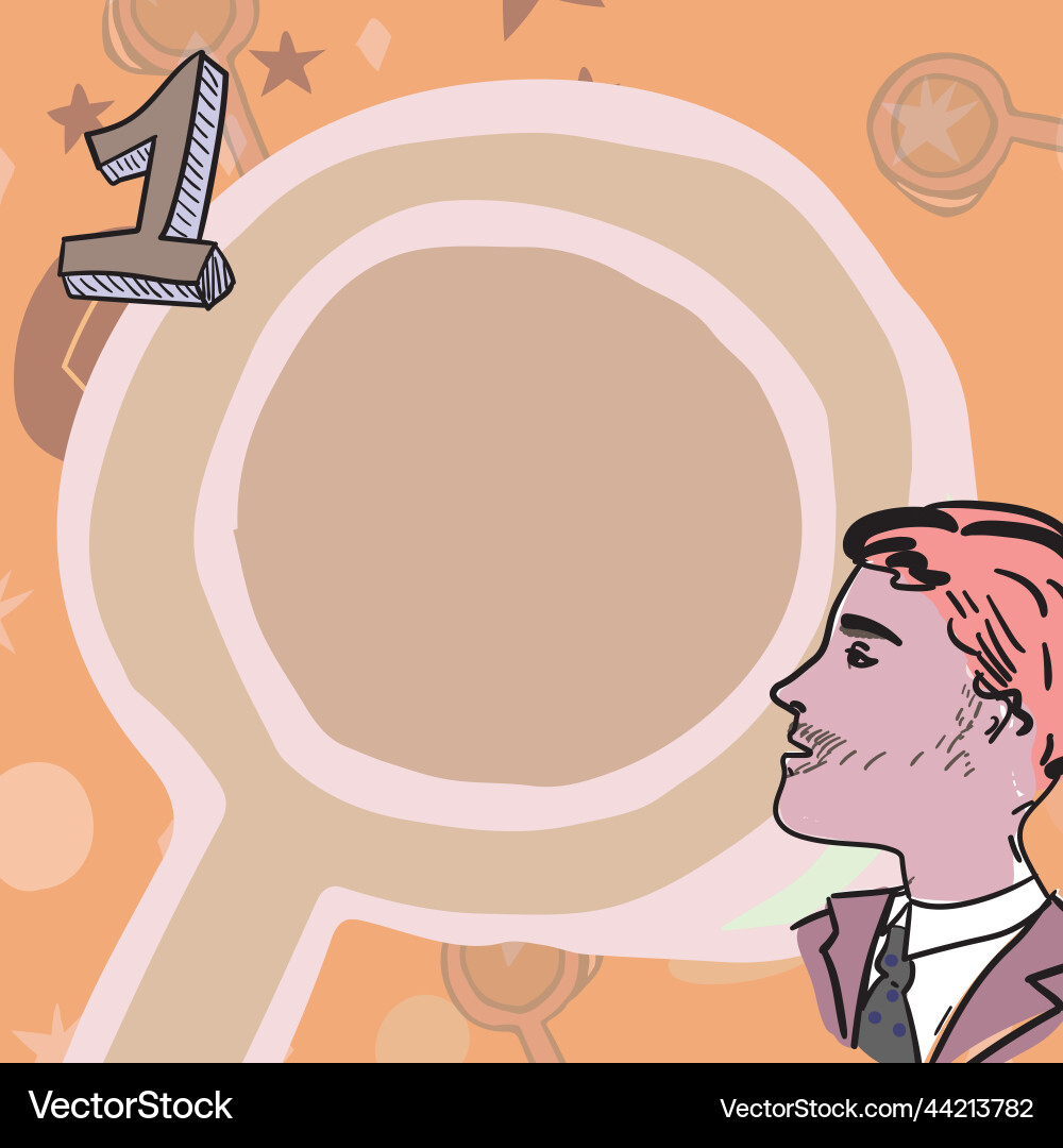 Man looking at 1 number brainstorming new Vector Image