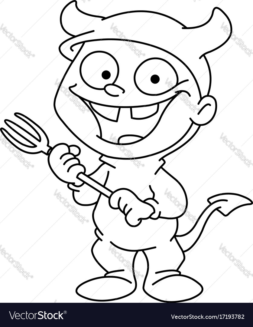Outlined devil kid Royalty Free Vector Image - VectorStock