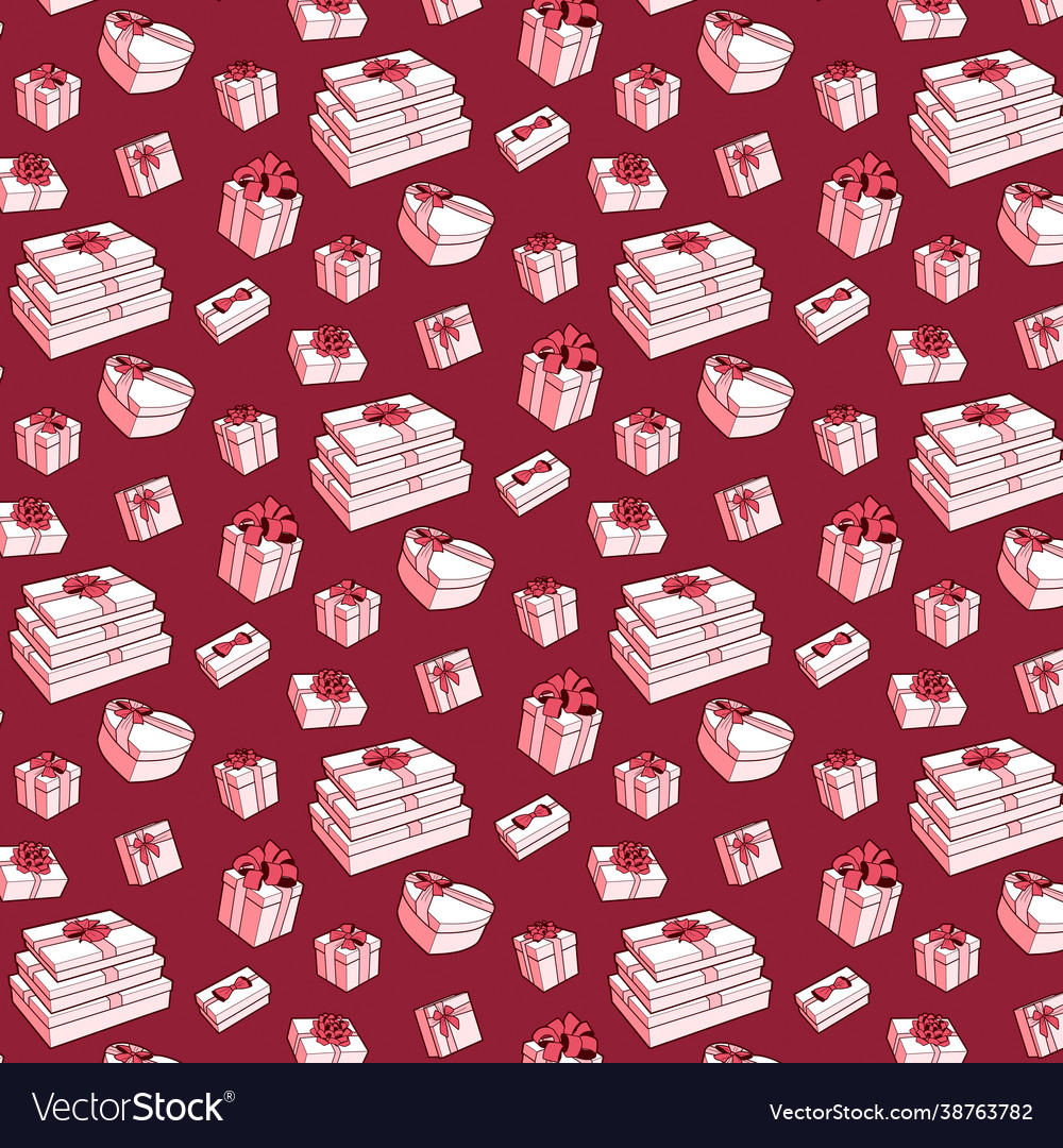 Seamless pattern gift box collection Royalty Free Vector