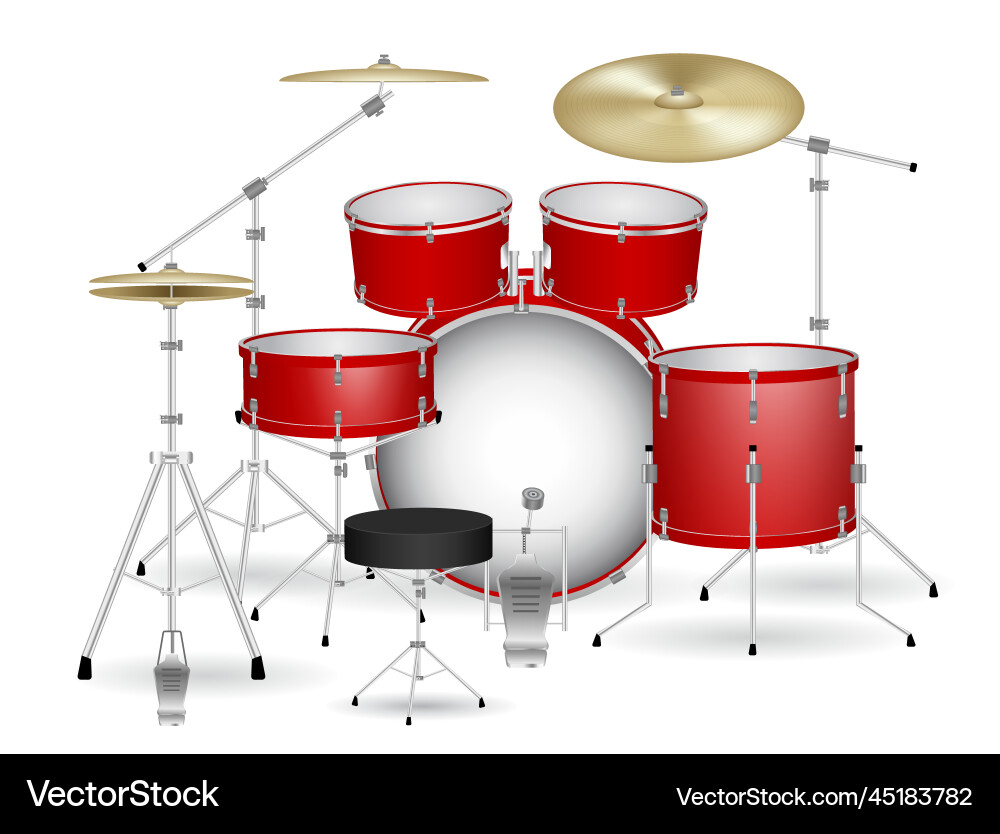 Set of drum kit isolated on white Royalty Free Vector Image