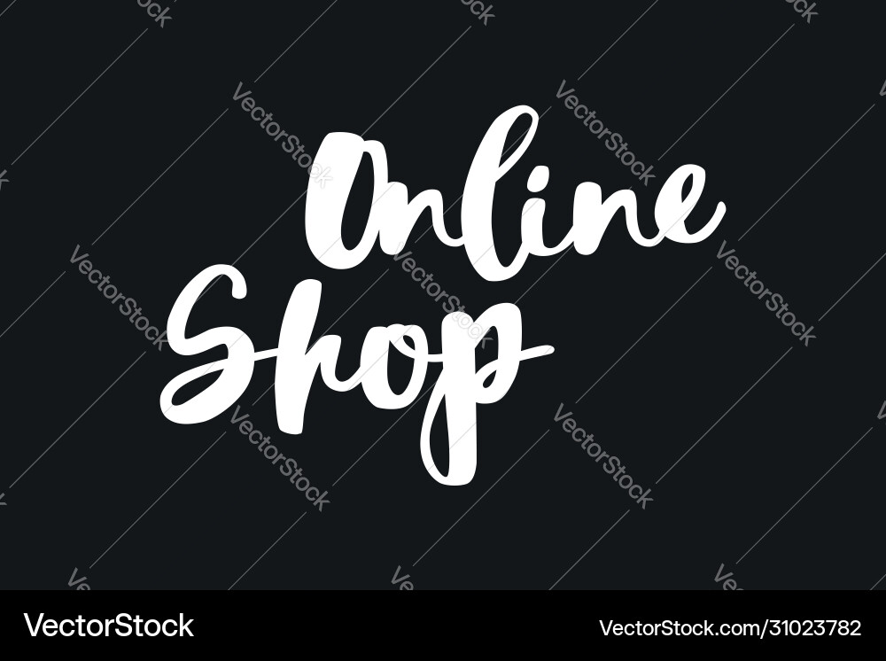 Shop online text stylish hand written white Vector Image