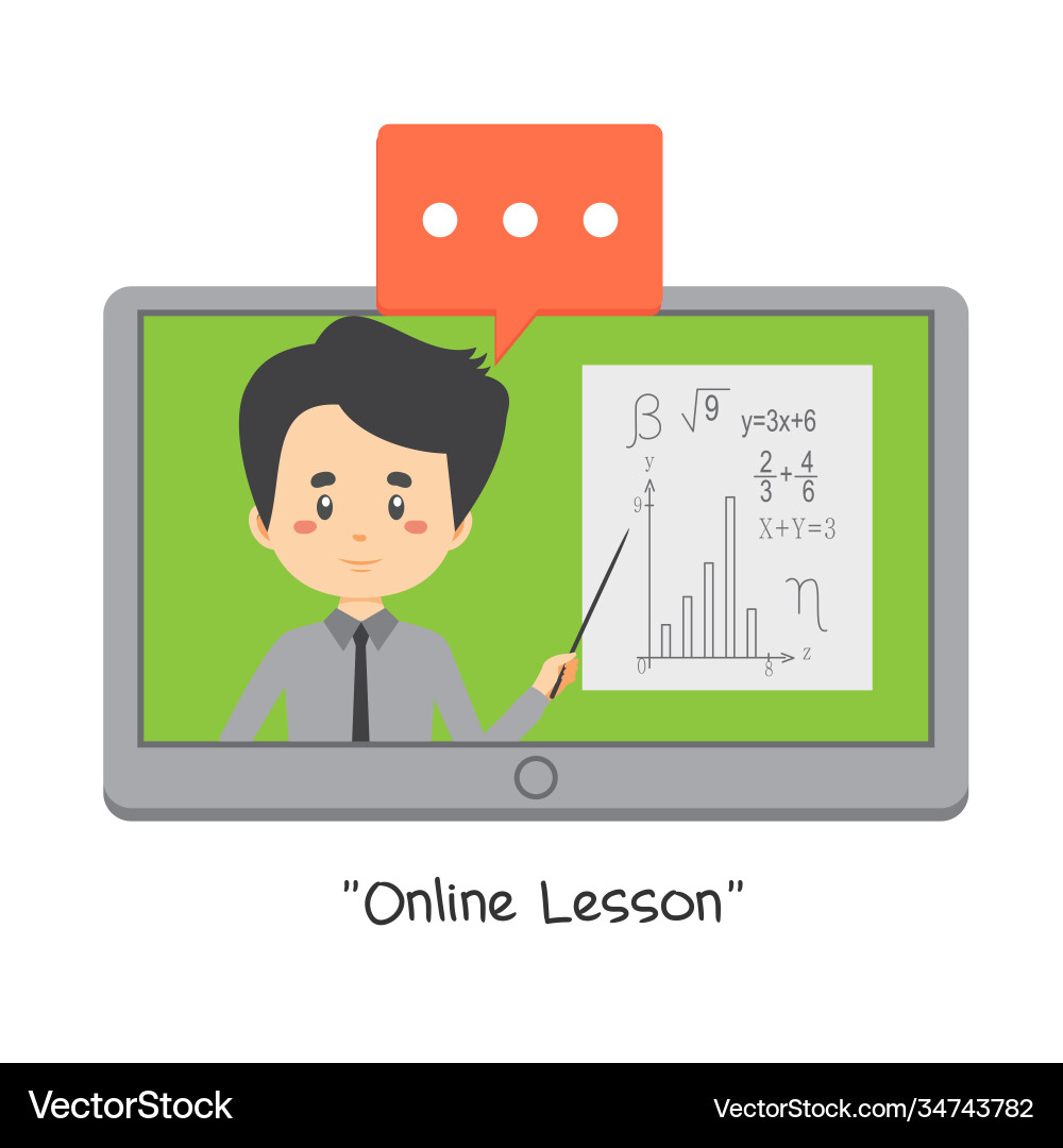 Stock teacher teach online lessons Royalty Free Vector Image