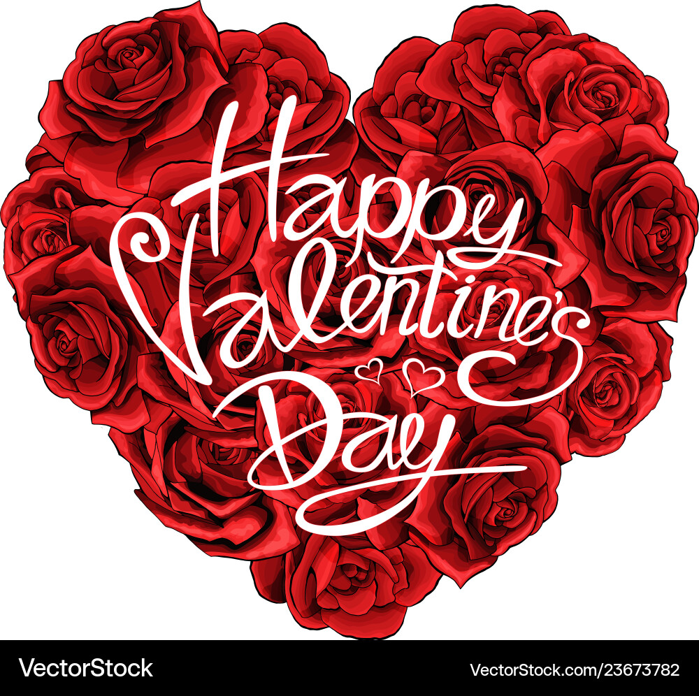 Valentines day red roses heart filled Royalty Free Vector