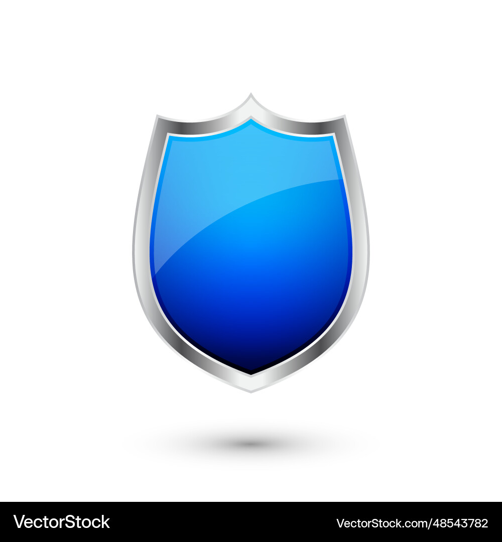 Vintage heraldic 3d shield icon with shiny metal Vector Image