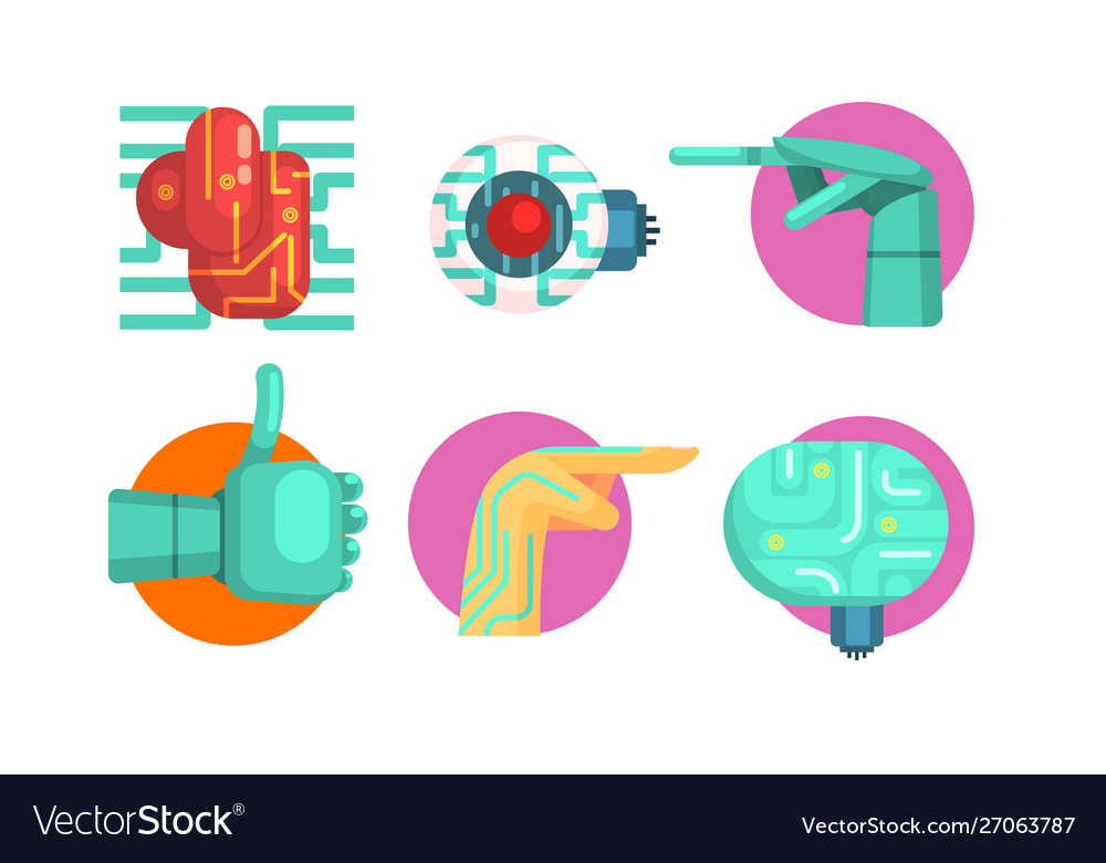 Artificial intelligence icons set robotic Vector Image
