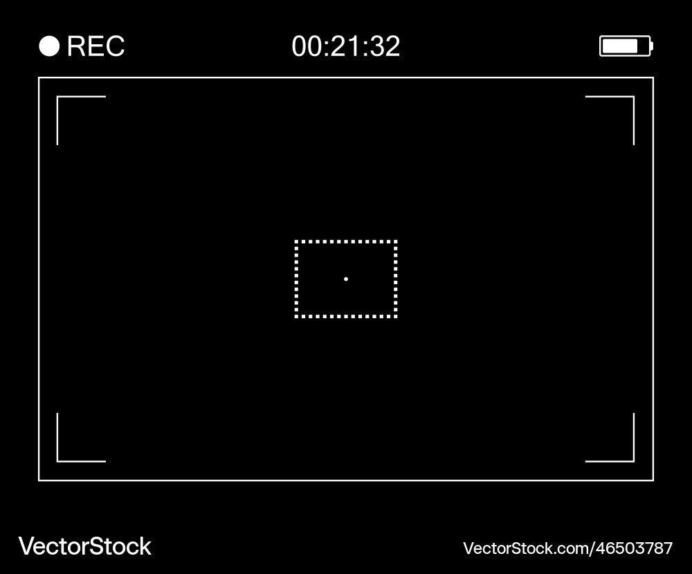 Camera frame viewfinder screen of video recorder Vector Image