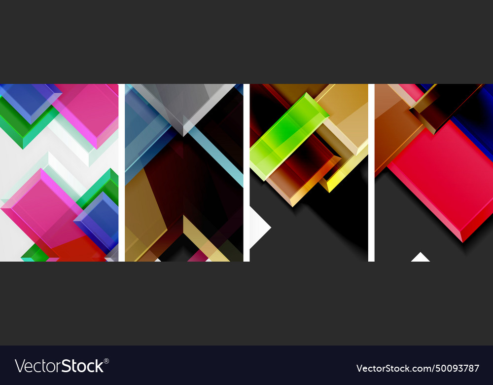 Color glass glossy square composition poster set Vector Image