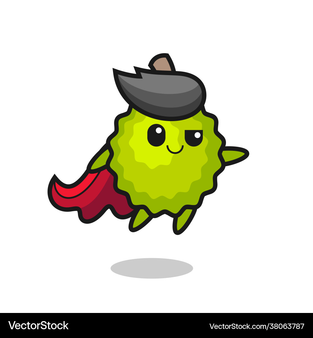 Cute durian superhero character is flying Vector Image