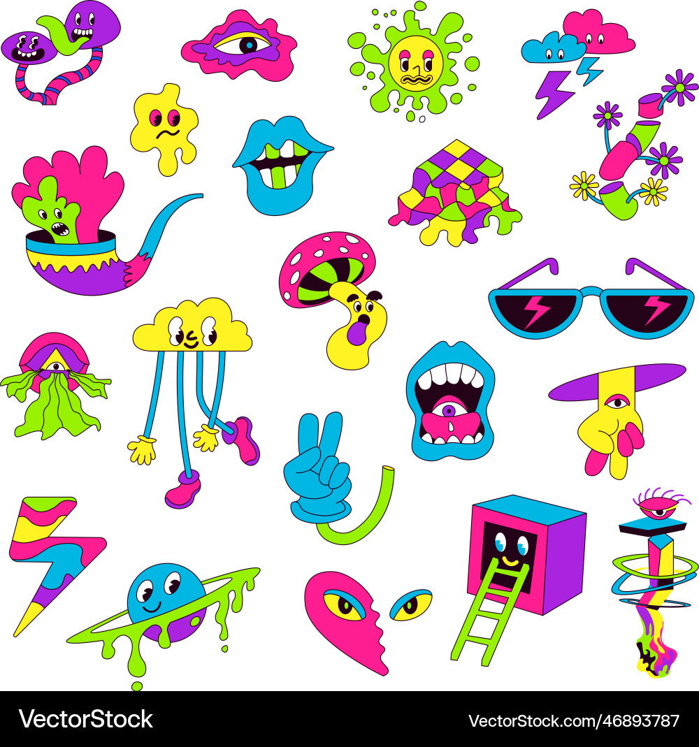 Doodles characters and images creative drawings Vector Image