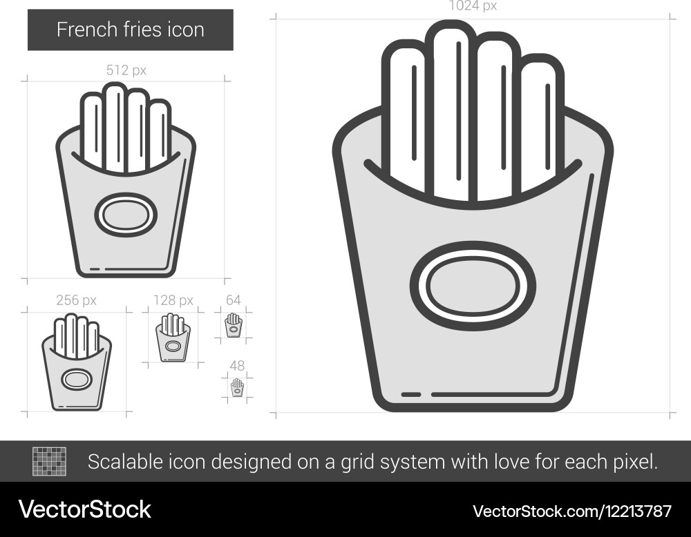 French fries line icon Royalty Free Vector Image