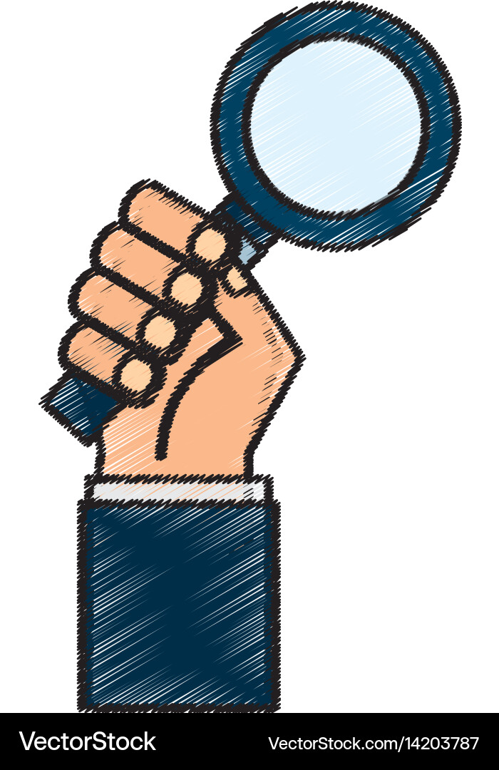 Hand human with search magnifying glass icon Vector Image