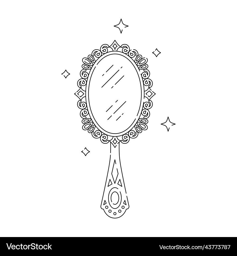Magic mirror line linear style Royalty Free Vector Image