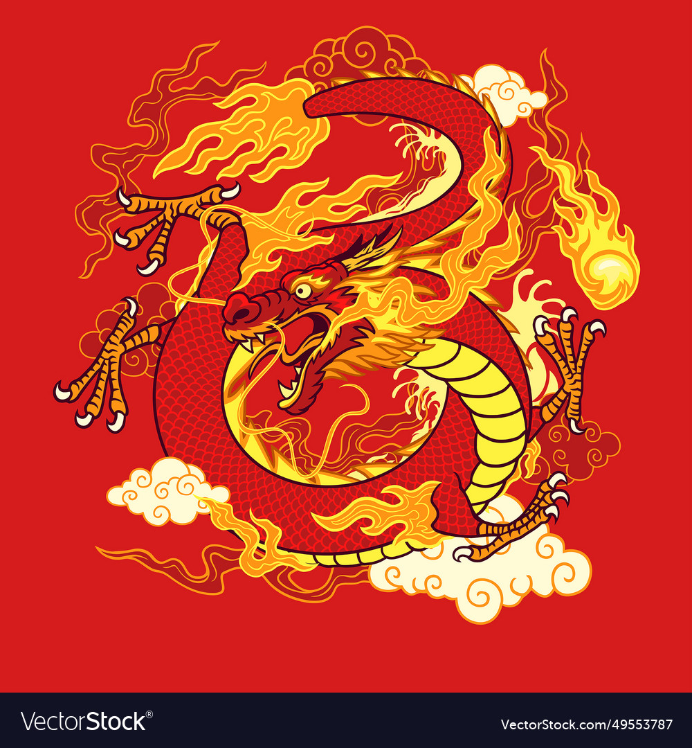 Oriental dragon concept hand drawn Royalty Free Vector Image